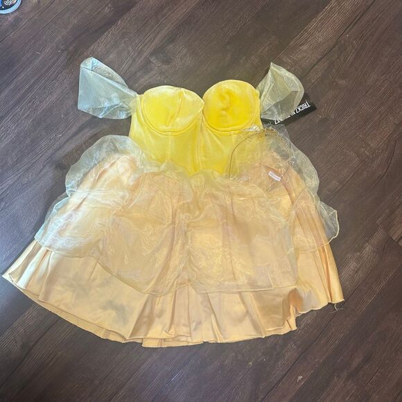 Dolls Kill | Dresses | Dolls Kill Yellow Velvet Classic Princess Satin ...